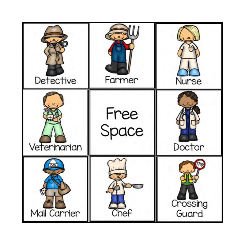 Community Helper Bingo Card