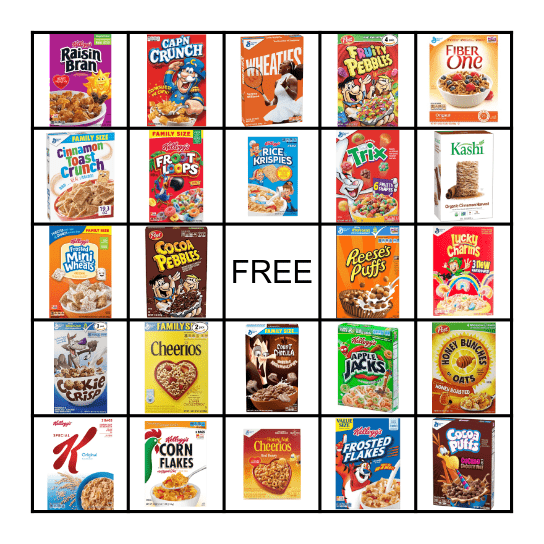 Cereal Bingo Card