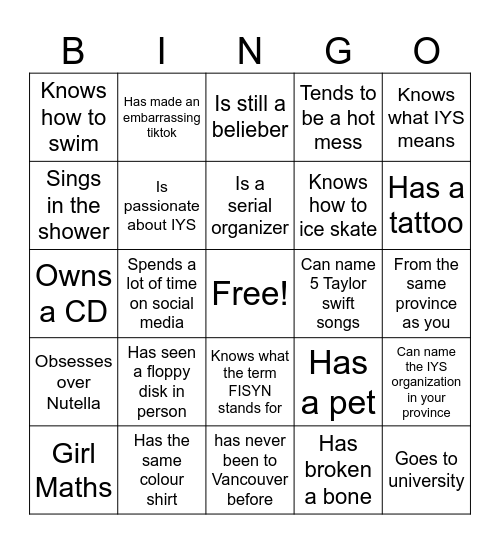 FIND SOMEONE WHO Bingo Card
