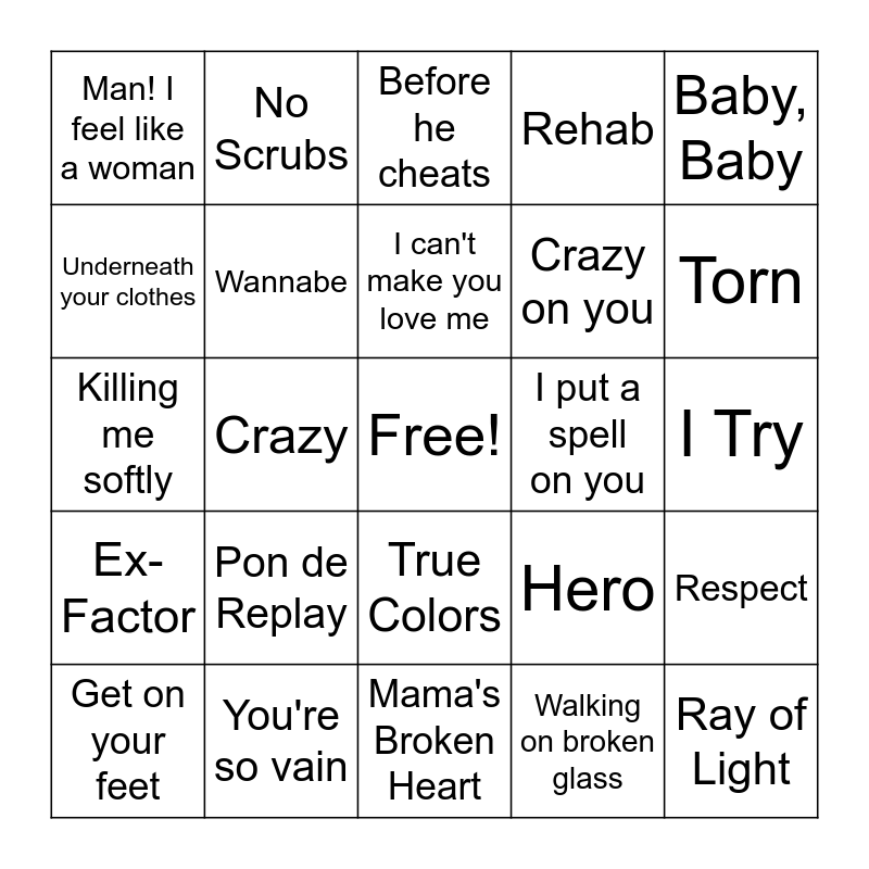 FEMALE ARTISTS Bingo Card