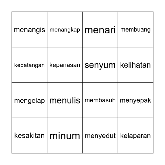 KATA KERJA Bingo Card