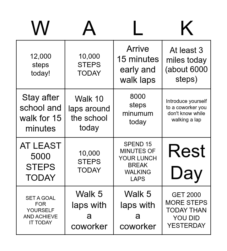 STEPS BLACKOUT CHALLENGE! Bingo Card