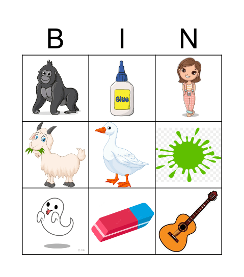 "G" SOUND BINGO Card