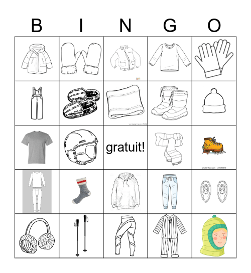 Les vêtements d'hiver! Bingo Card