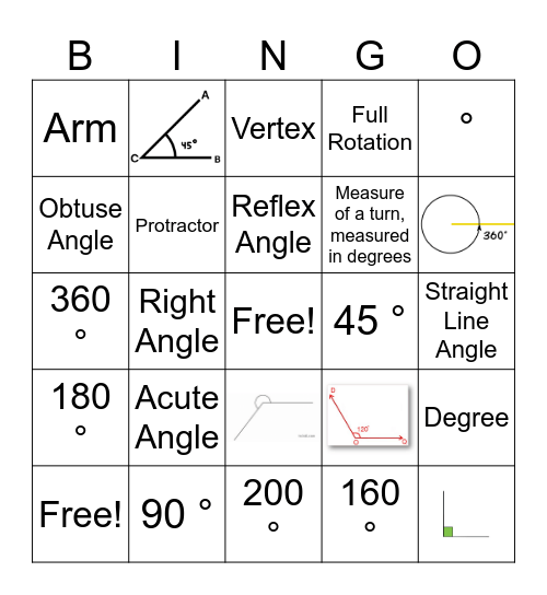 Angles Bingo Card