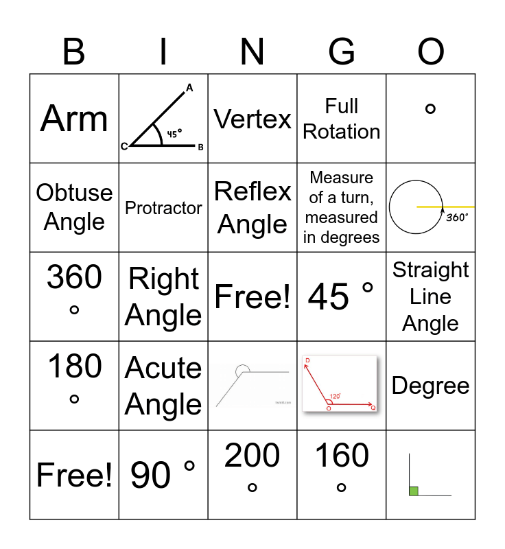 Angles Bingo Card