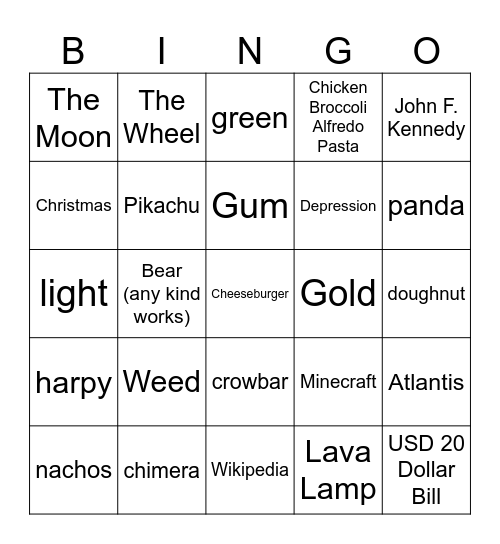 Infinite Craft Bingo Card