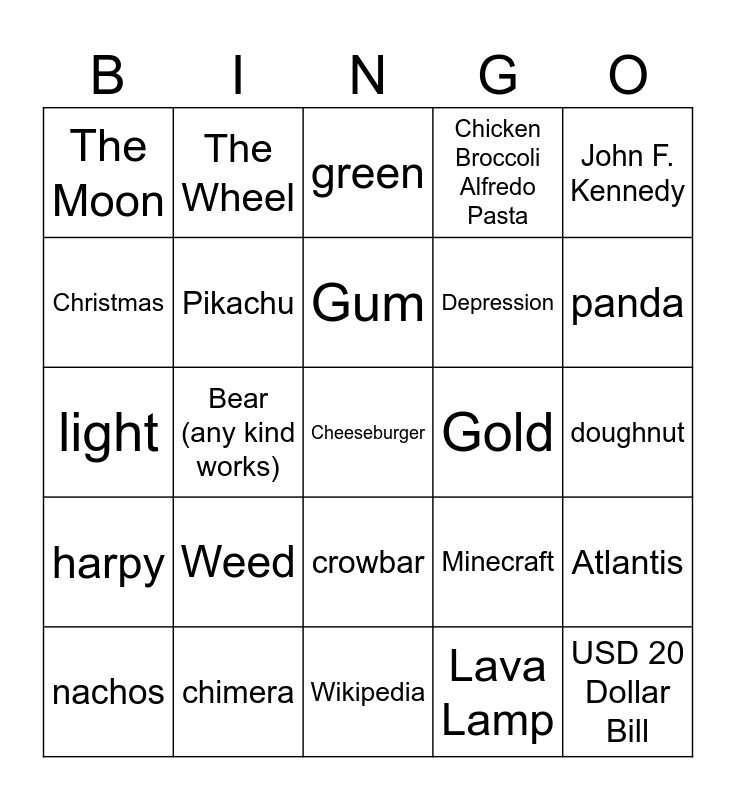 Infinite Craft Bingo Card