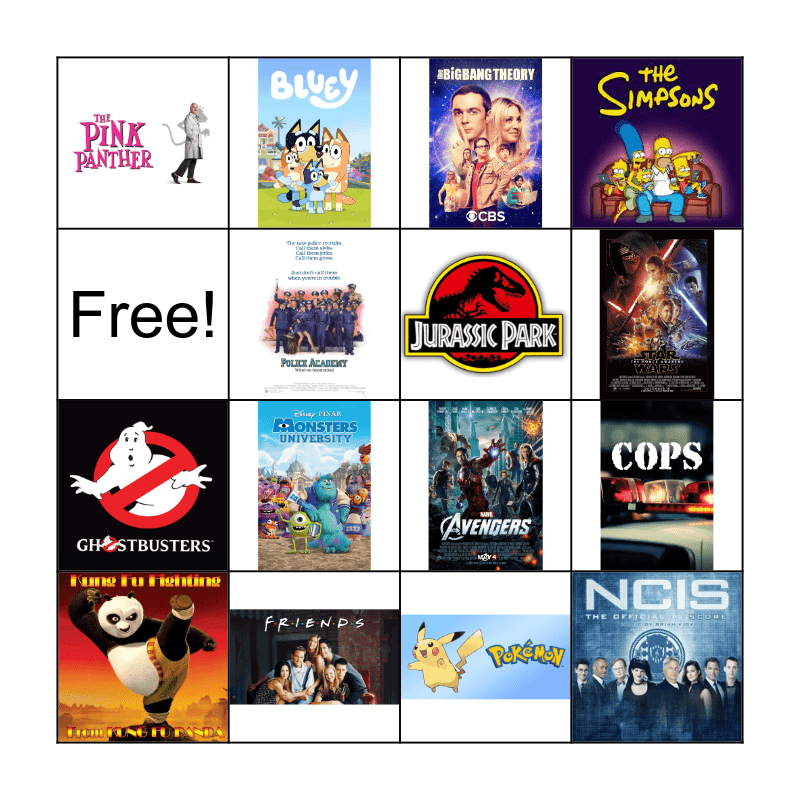 SIMSAM Theme Songs Bingo Card