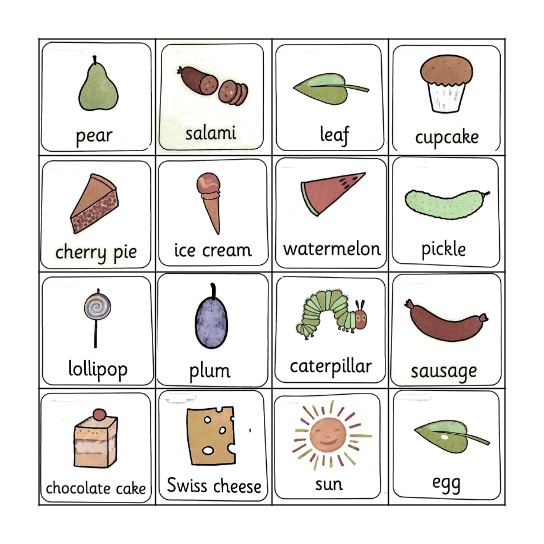The Very Hungry Caterpillar Bingo Card