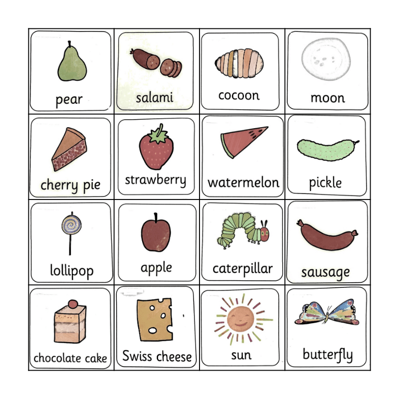The Very Hungry Caterpillar Bingo Card