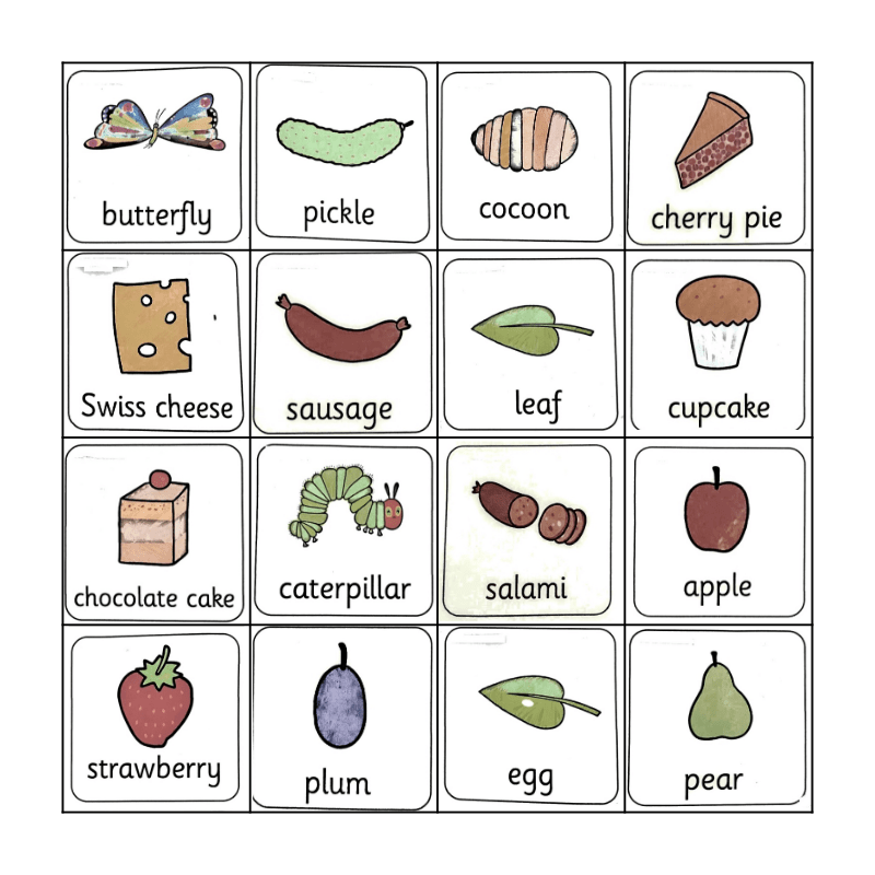 The Very Hungry Caterpillar Bingo Card