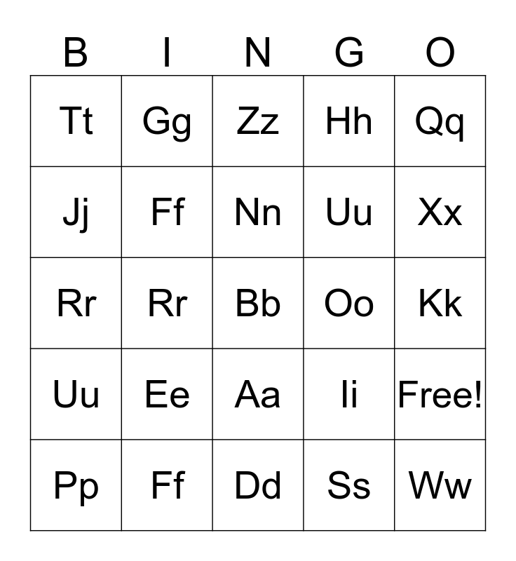 abc Bingo Card