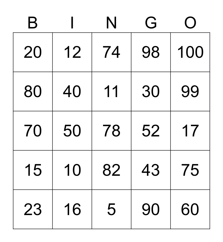 Les chiffres et les nombres Bingo Card