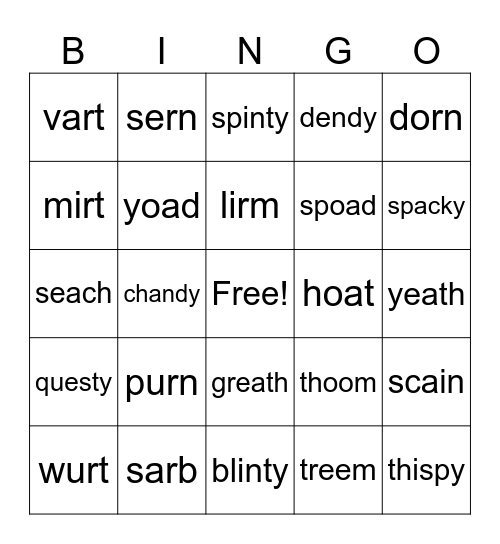 Bossy 'R', Vowel Teams, Vowel 'Y' Bingo Card