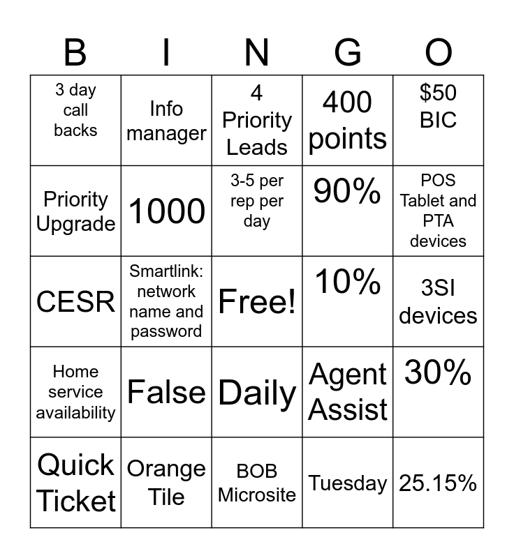 Bingo With OPS!!! Bingo Card