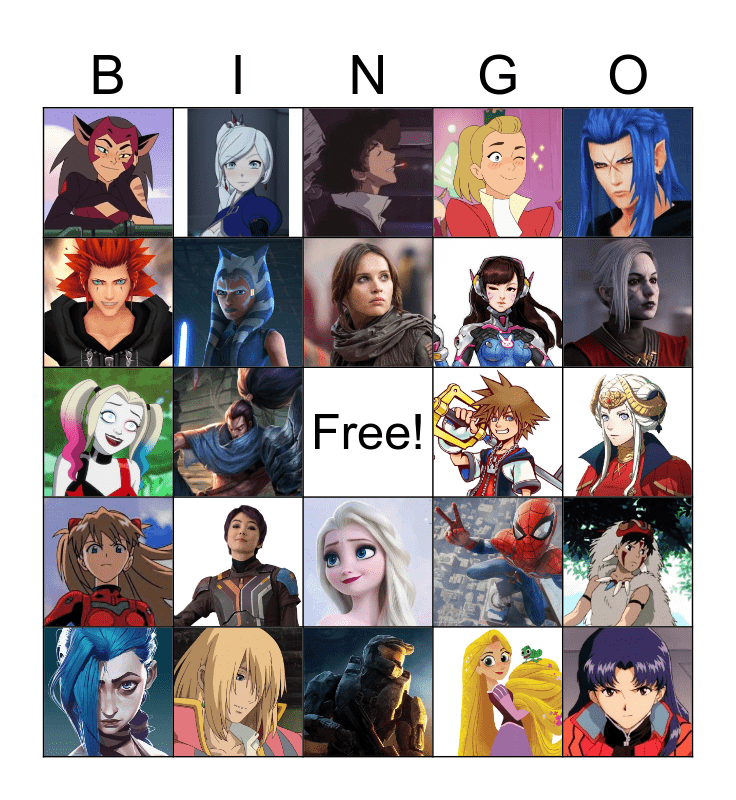 Favorite Character Bingo Card