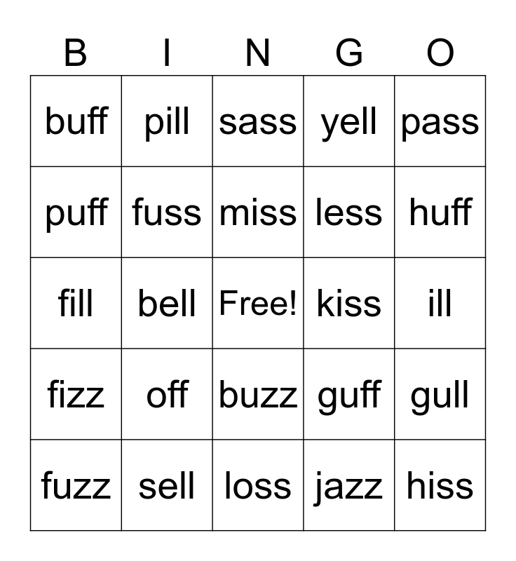 FLOSS Rule Bingo Card