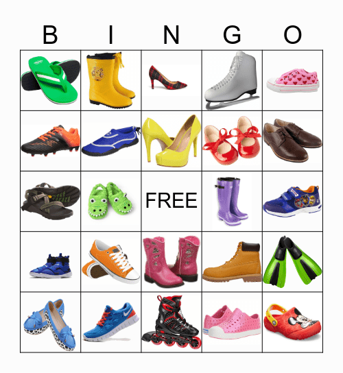 Foot Wear Bingo Card