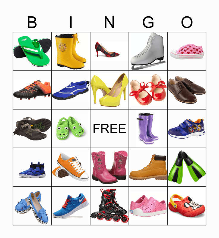 Foot Wear Bingo Card