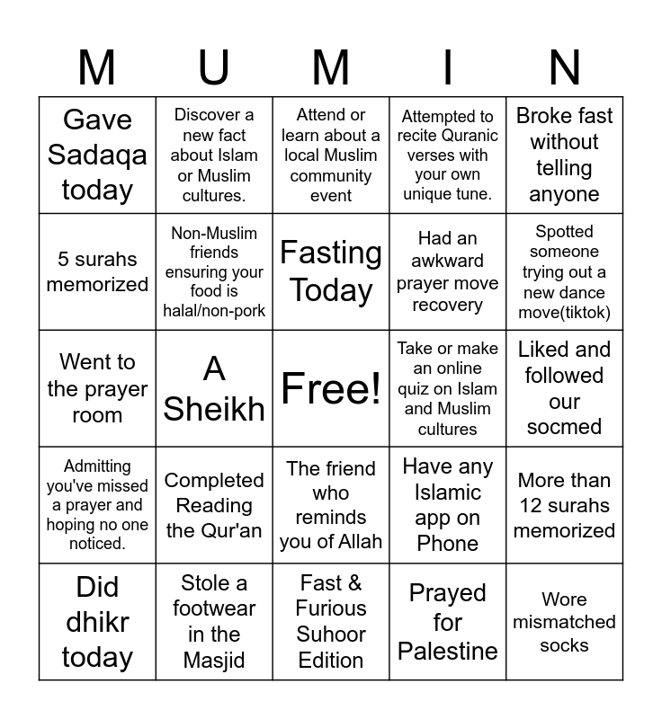 MU'MIN Bingo Card