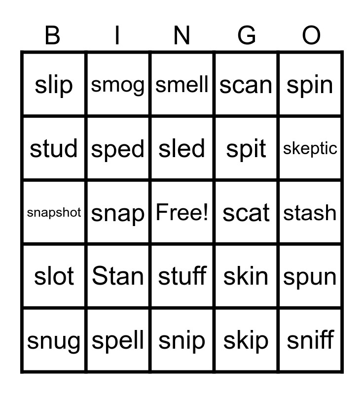 s blends Bingo Card