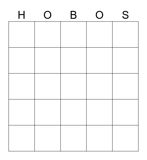 Hobo Hieroglyphics Scavenger Hunt Bingo Card