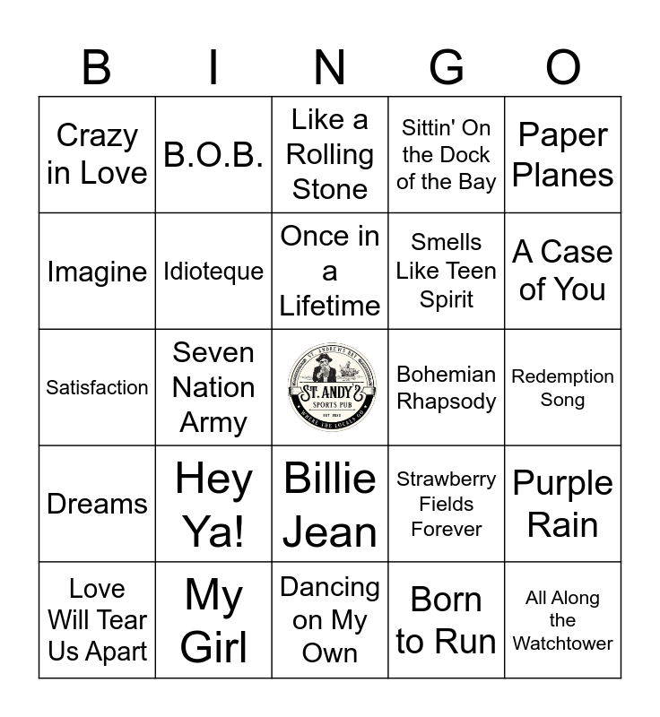 Rolling Stones TOP 50 of All Time Bingo Card