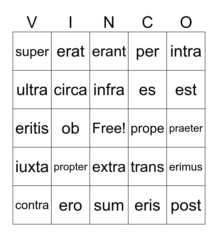 Vinco Ch. 24-25 Bingo Card