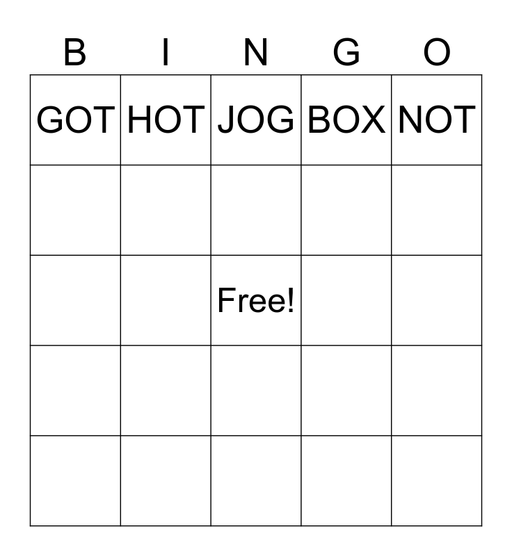 Friday 23.01.24 UFLI Bingo Card