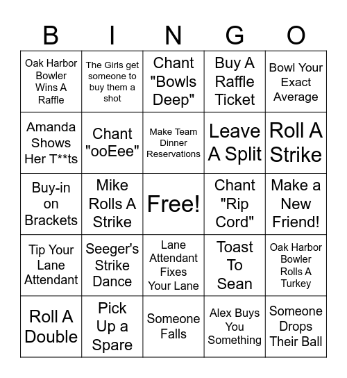 State Bowling Bingo Card