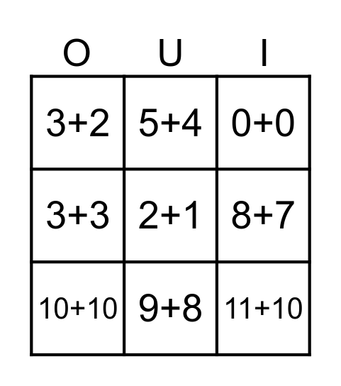 Je peux faire doubles plus un Bingo Card