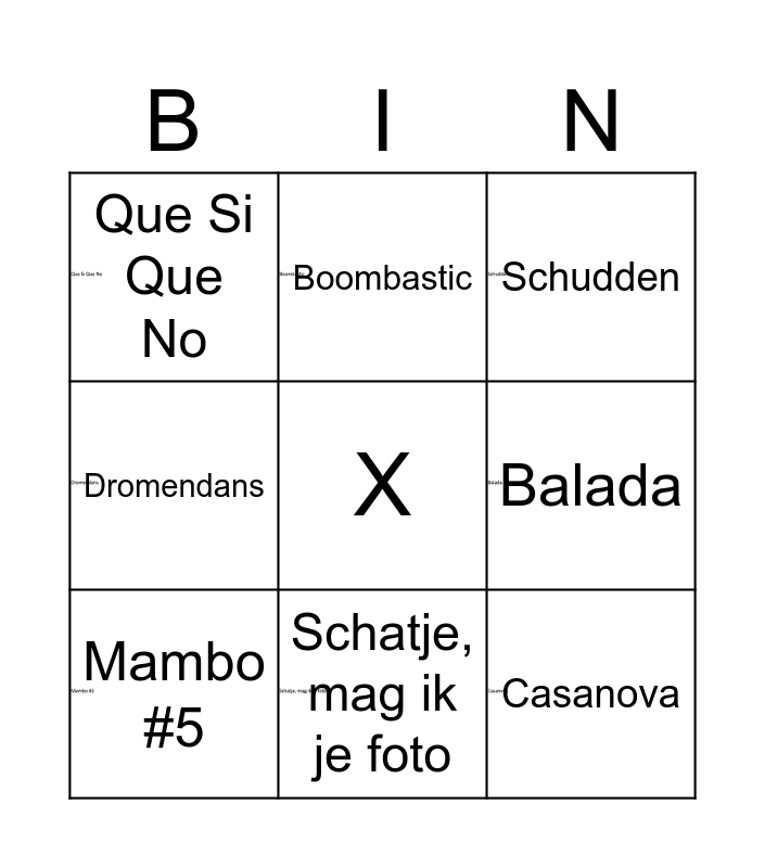 UFO Foute Bingo Card