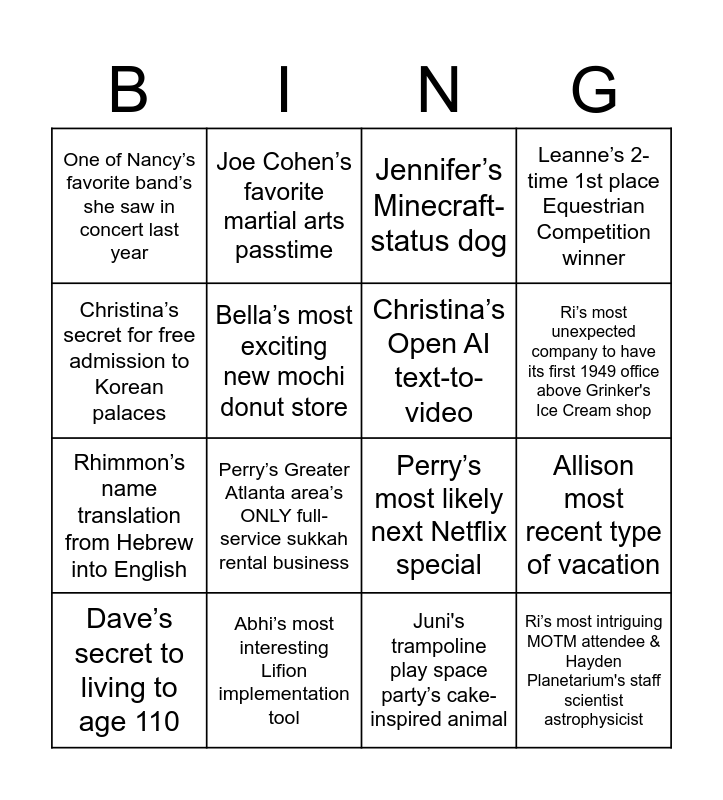 Research Team Bing(o) Bingo Card