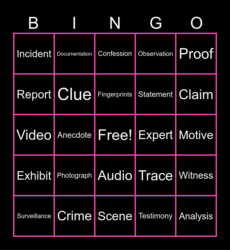 Bingo Word Quest Bingo Card