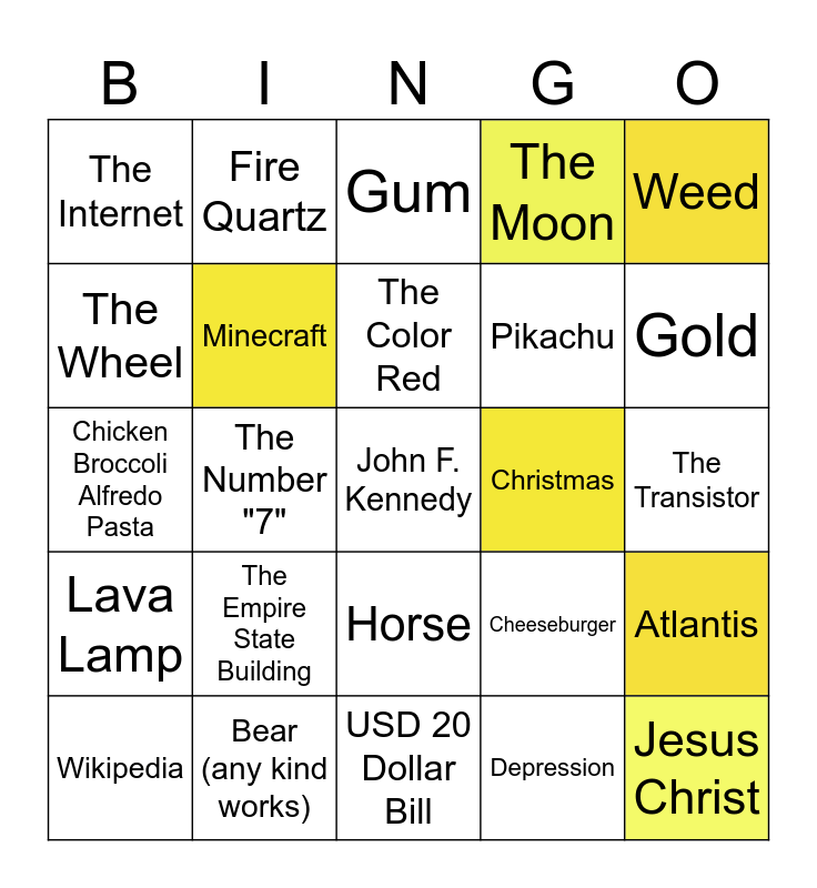 Infinite Craft Bingo Card