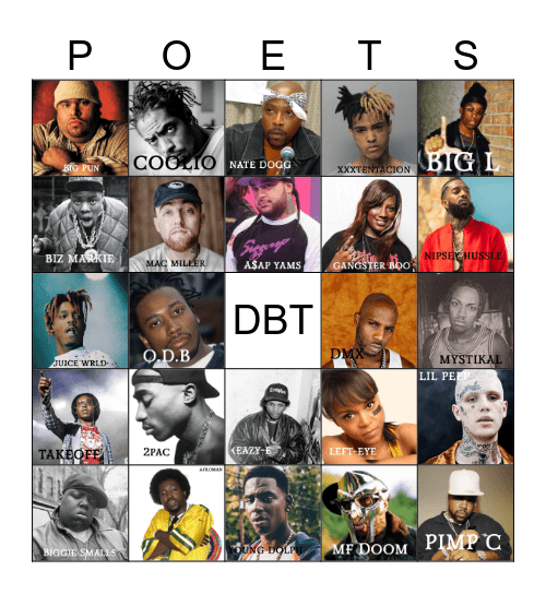 DEAD RAPPERS FOO Bingo Card