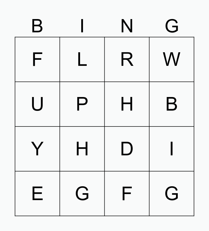 Letter Sound Correspondence Bingo Card