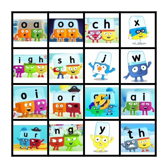 Alphablocks Bingo Phase 3 Bingo Card