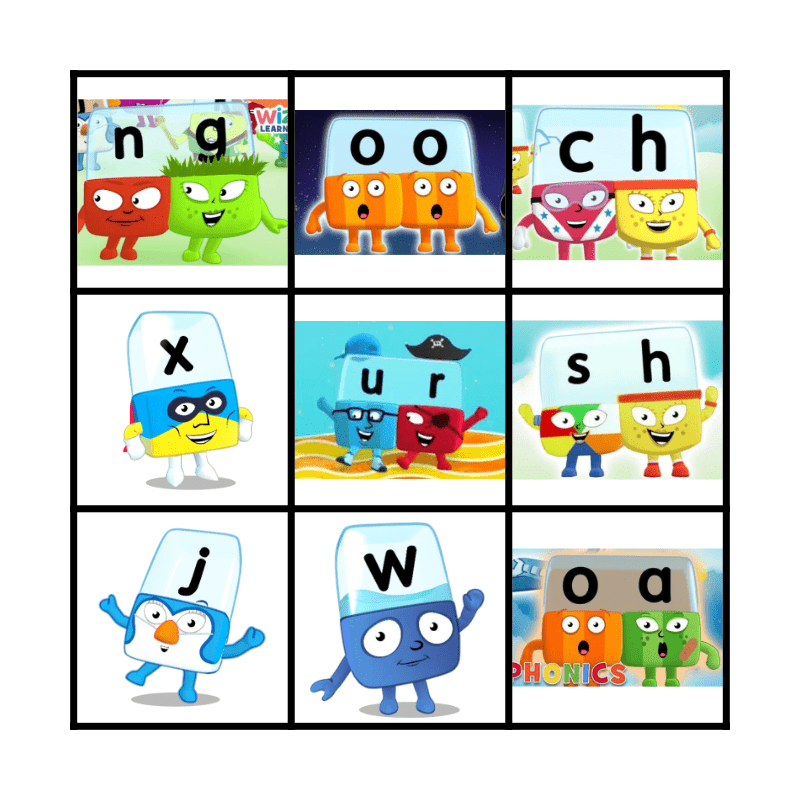 Alphablocks Bingo Phase 3 Bingo Card