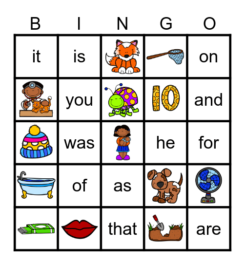 Sight Word BINGO Card