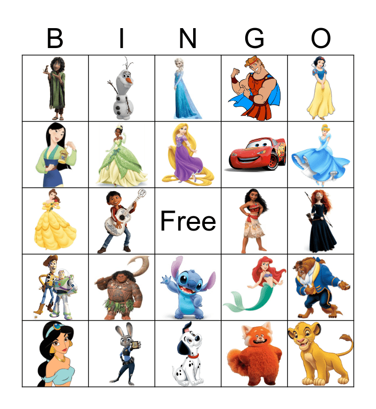 Disney Music Bingo Card