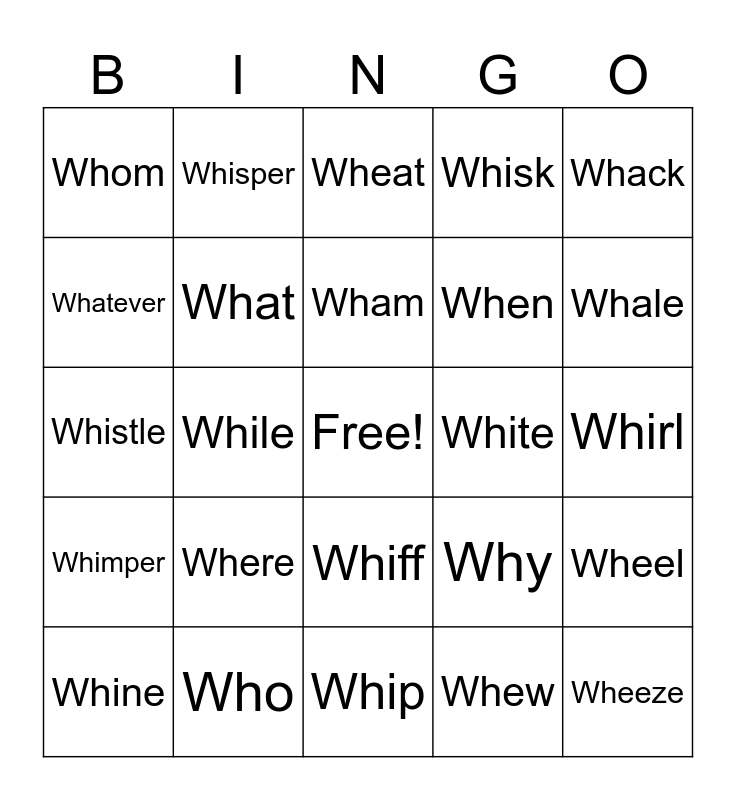 WH BINGO Card