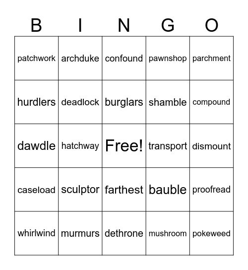 5th grade Bingo Card