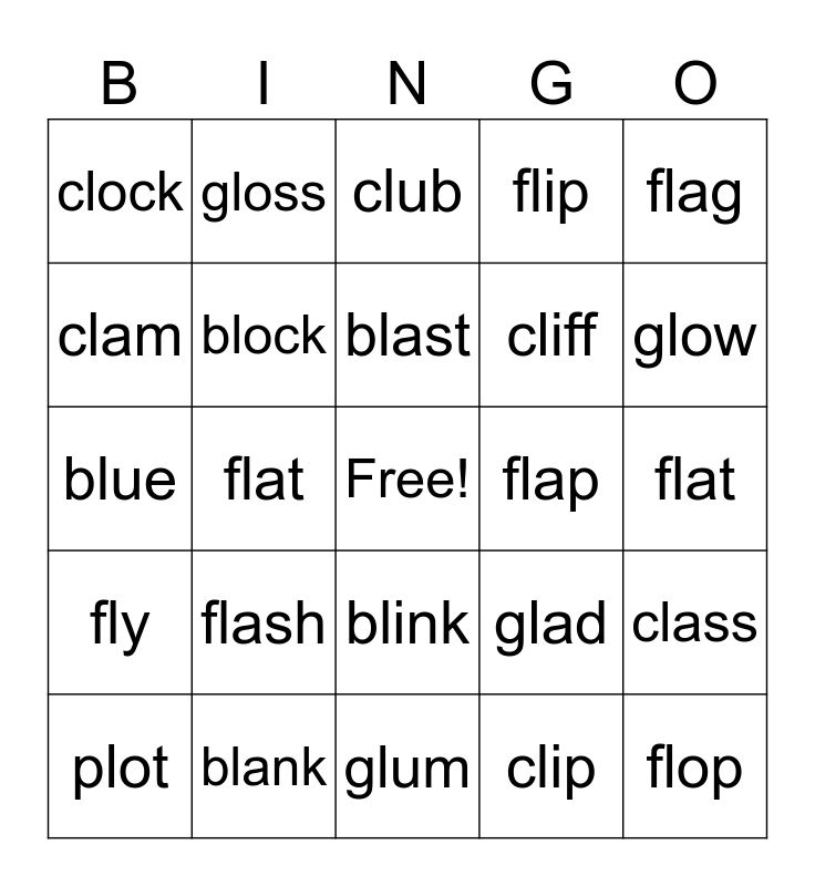 L blend Bingo Card