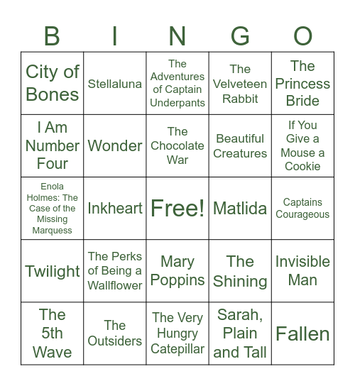 BOOK BINGO Card