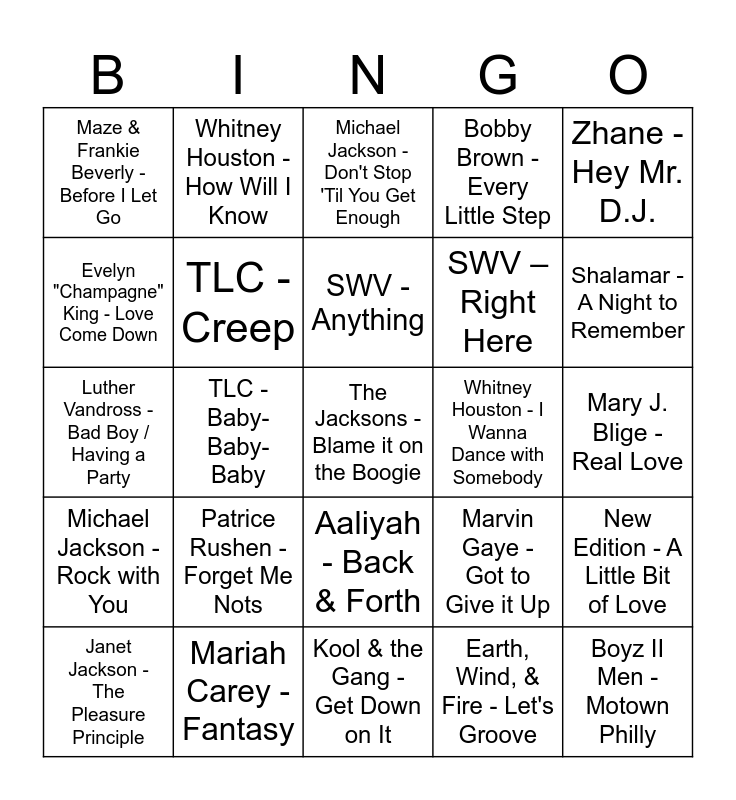 DJ BINGO Card