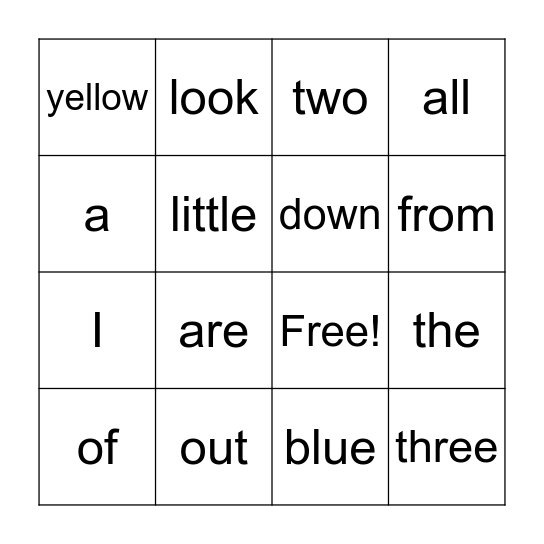 Tricky Word Bingo Card