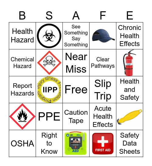 Health and Safety Awareness Bingo Card