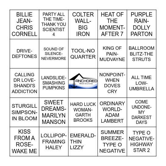 COVER TUNES VOL 1 Bingo Card
